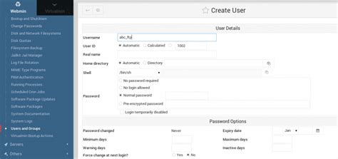 webmin create ftp user quick way to restrict access on server
