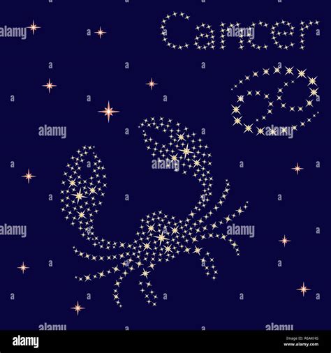 Zodiac Sign Cancer On A Background Of The Starry Sky Vector