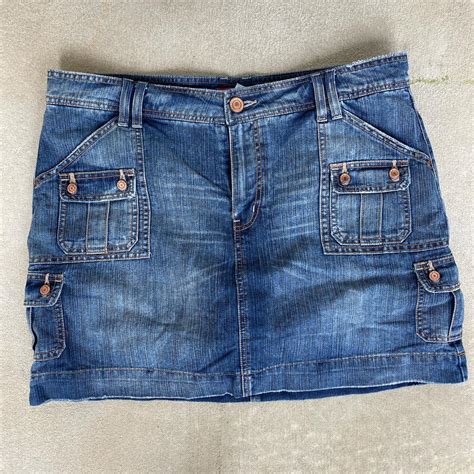 Faded Glory Womens Blue And Navy Skirt Depop