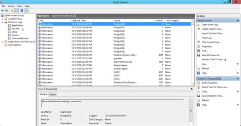 configuring postgresql to output logs to windows event viewer