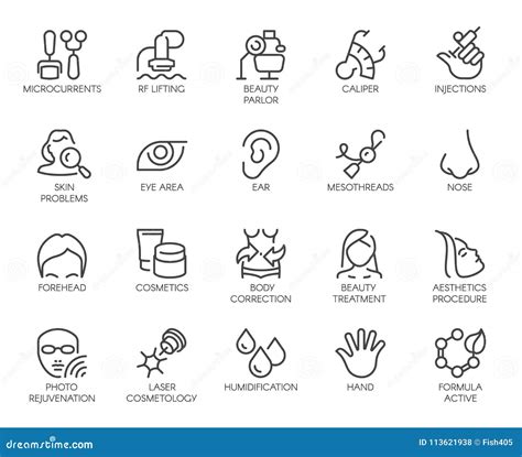 Cosmetology Line Icons Set 20 Outline Logos Isolated Beauty Therapy