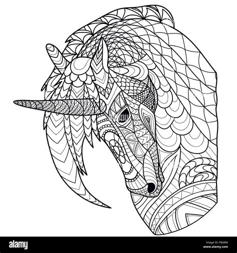 Línea De Unicornio Página De Colorear Libro De Colorear Vector