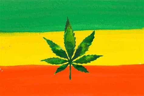 Ilustración De Hoja De Cannabis O Marihuana Sobre Colorido Fondo De