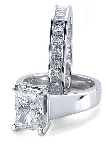 Radiant Emerald Cut Luccia Trellis Cubic Zirconia Bridal Set With