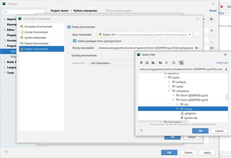 which file is the poetry executable file ides support intellij