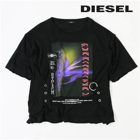 ディーゼル Diesel 半袖tシャツ カットソー レディース シルクパッチ メタルリング ドロップショルダー T Atea Die L T