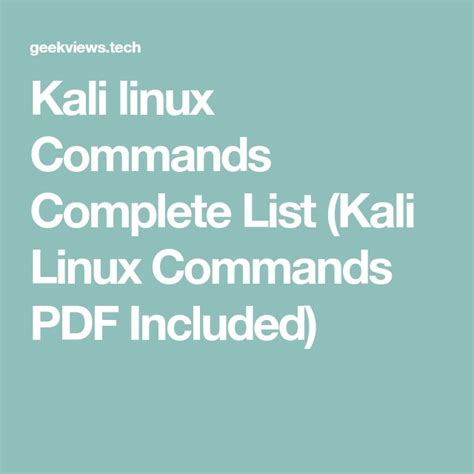 kali linux commands complete list kali linux commands pdf included
