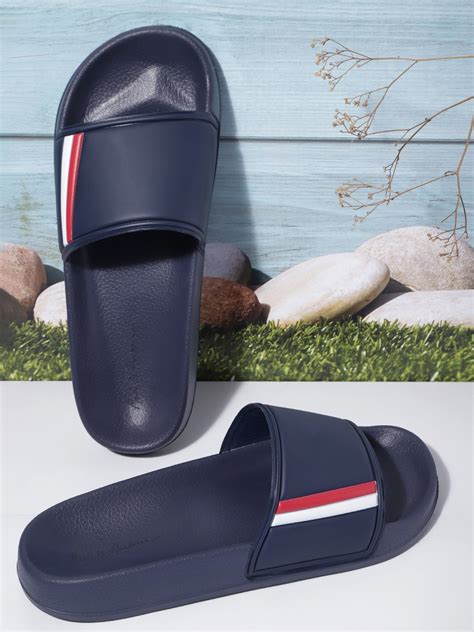 Mast And Harbour Men Navy Blue Solid Sliders Price History