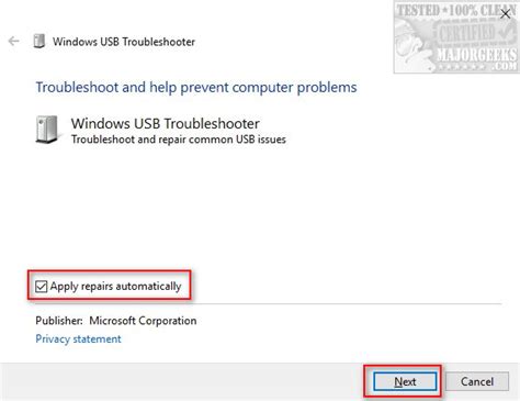 download microsoft windows usb troubleshooter majorgeeks