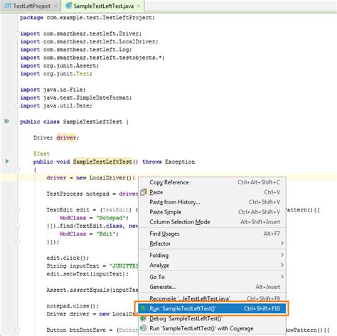 running testleft tests from junit tests testleft documentation