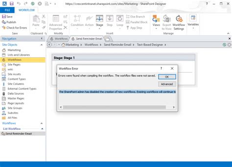 sharepoint online disable sharepoint designer workflow creation