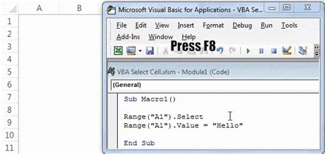 vba select cell how to select excel cell range using vba