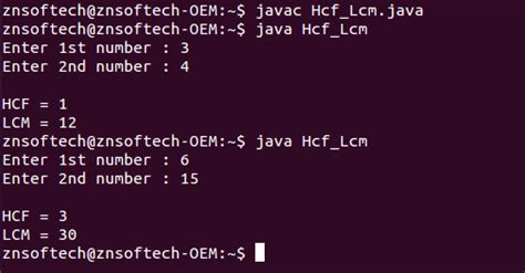 java code to find hcf and lcm of two numbers using recursion