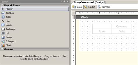reporting services 2005 group into columns stack overflow