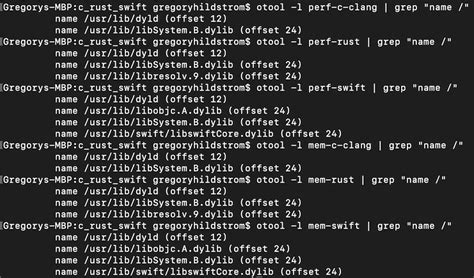 c rust swift performance and memory comparison