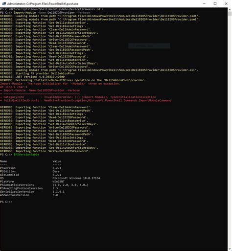 import module the type initializer for threw an exception