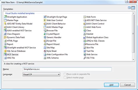 create a simple wcf web service and use in javascript with visual
