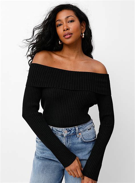 Marilyn Collar Ribbed Sweater Contemporaine Shop Womens Sweaters