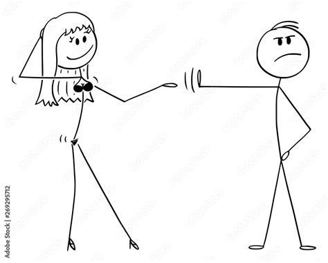 Vector Cartoon Stick Figure Drawing Conceptual Illustration Of