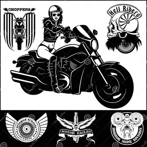 Biker Girl Monochrome Vector Illustration On White Stock Vector
