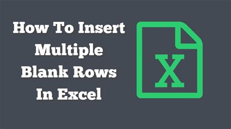 how to insert multiple blank rows in excel at once 2010 2013 2007 youtube
