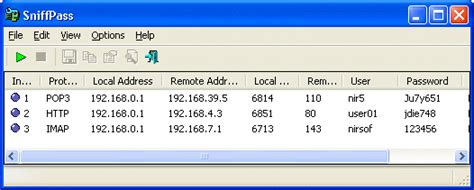 sniffpass password sniffer capture pop3 imap smtp ftp passwords