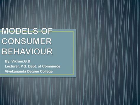 Models Of Consumer Behaviour Ppt
