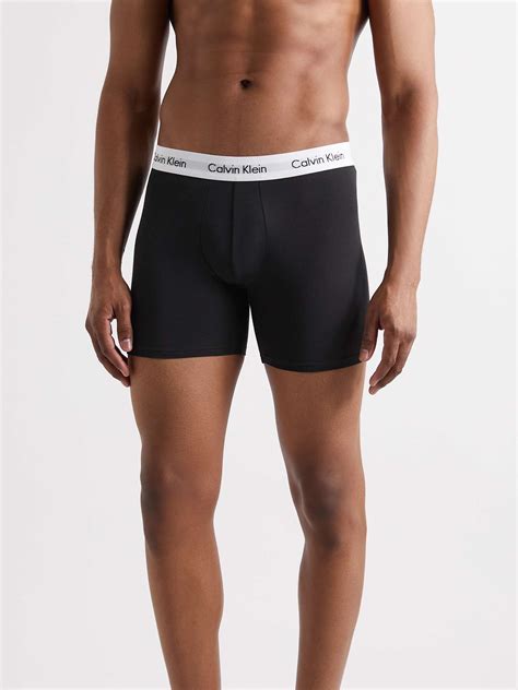 Black Three Pack Stretch Cotton Boxer Briefs Calvin Klein Underwear