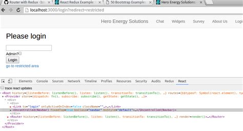 javascript react router redux and react bootstrap