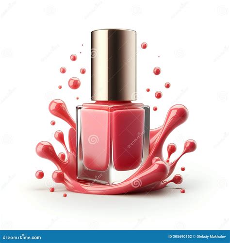 Single Bottle With Red Nailpolish Isolated On White Background Stock