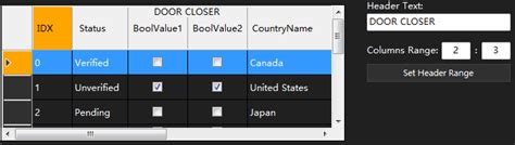 c problem while scrolling merged header cells of a