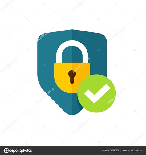 Secure Icon With Lock Shield And Check Mark As Flat Logo Design As