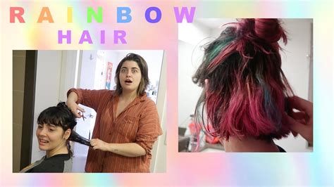Giving My Friend A Makeover Rainbow Hair Transformation Youtube