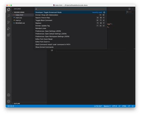 search for any command using the command palette vs code simple dev