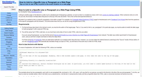 how to link to a specific line or paragraph on a web page using html