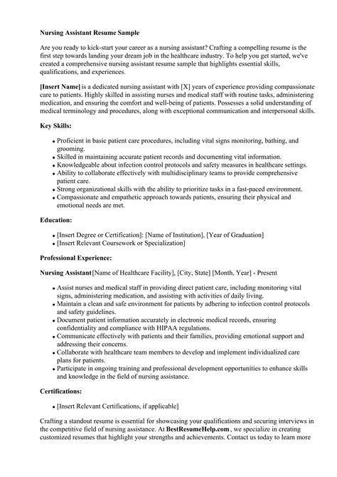 Nursing Assistant Resume Sample Best Certified Nursing Assistant