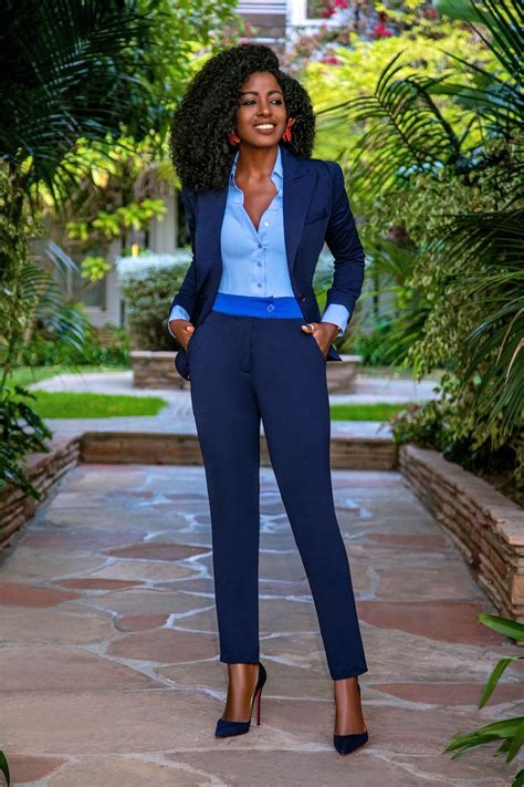Fitted Blazer Button Down Contrast Waist Pants Stylepantry