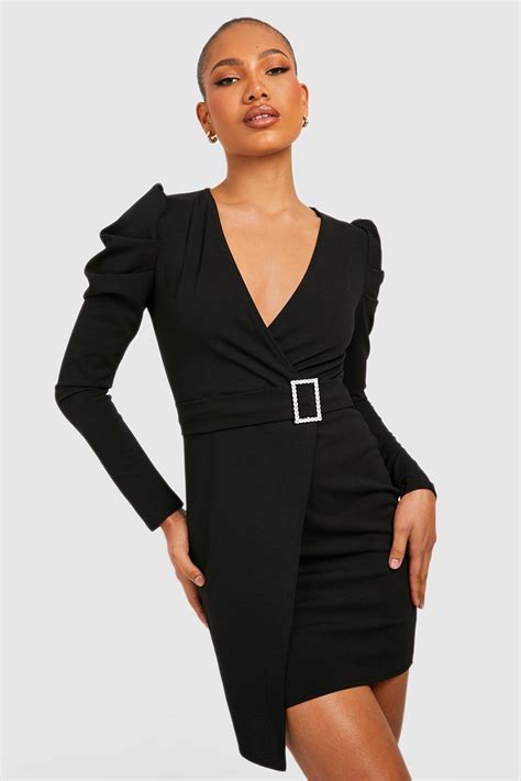 Belted Puff Sleeve Blazer Dress Boohoo