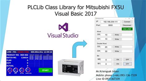 Visual Vb Net Plclib Protocol For Mitsubishi Fx5u Q Series Youtube