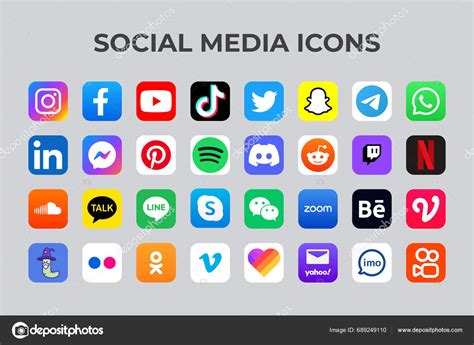 Set Popular Social Media Icons Stock Vector By ©maulidiah 689249110