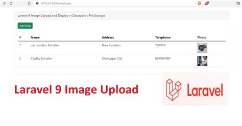 laravel 9 image upload and display in datatable file storage