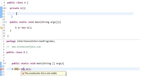 private constructor in java example instanceofjava