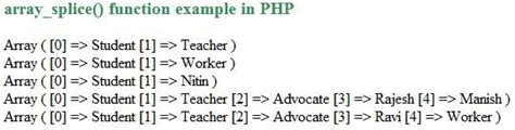 how to use array splice in php