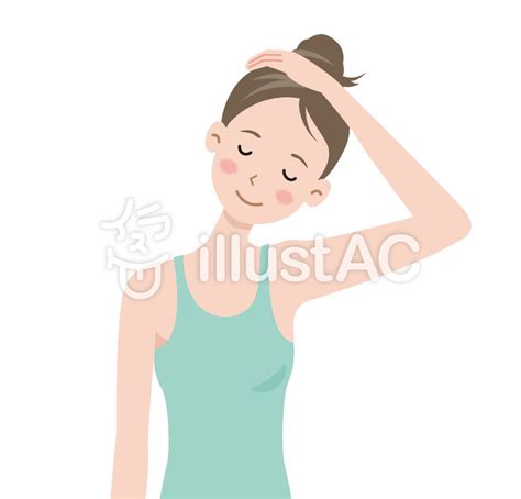 ストレッチの女性イラスト 肩こりイラスト No 1163998／無料イラストなら「イラストac」