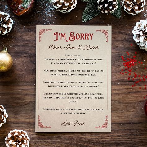 Sorry Im Late Elf Arrival Letter Late Elf Letter Christmas Elf Is