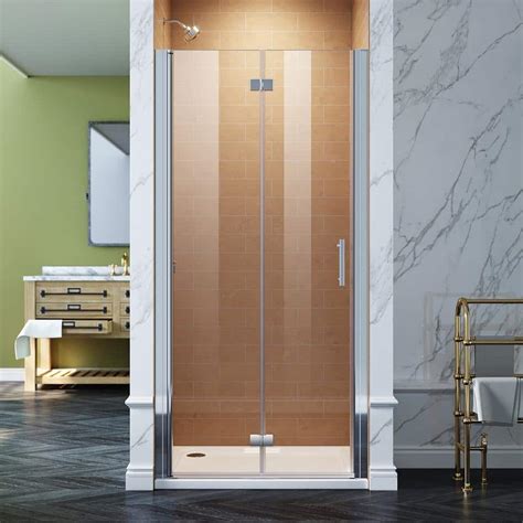 Toolkiss 32 In W X 72 In H Bi Fold Pivot Frameless Glass Swing Shower