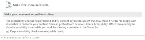 excel options ease of access