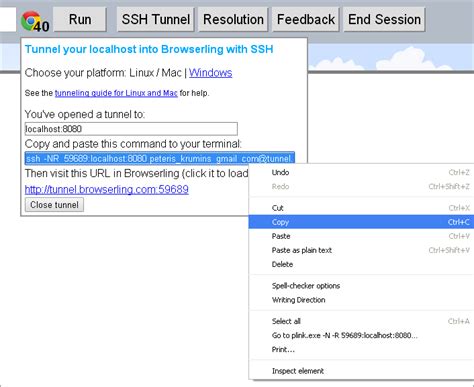 local cross browser testing with ssh tunnels on linux
