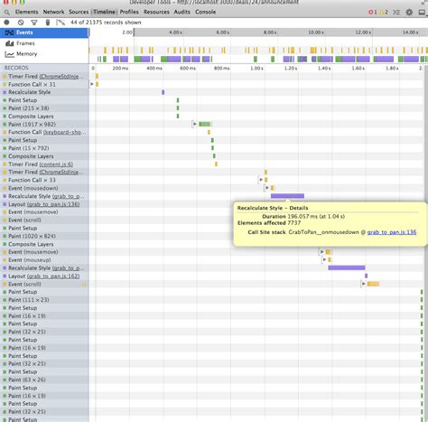 css performance issue recalculating styles takes 200ms
