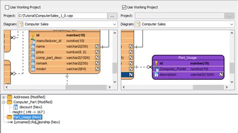 comparing database schemas visually